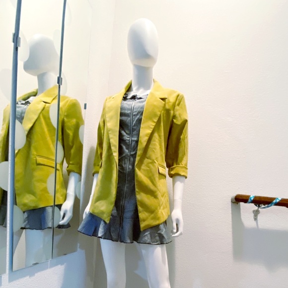 New York & Company | Jackets & Coats | Chartreuse Blazer With Ruched ...
